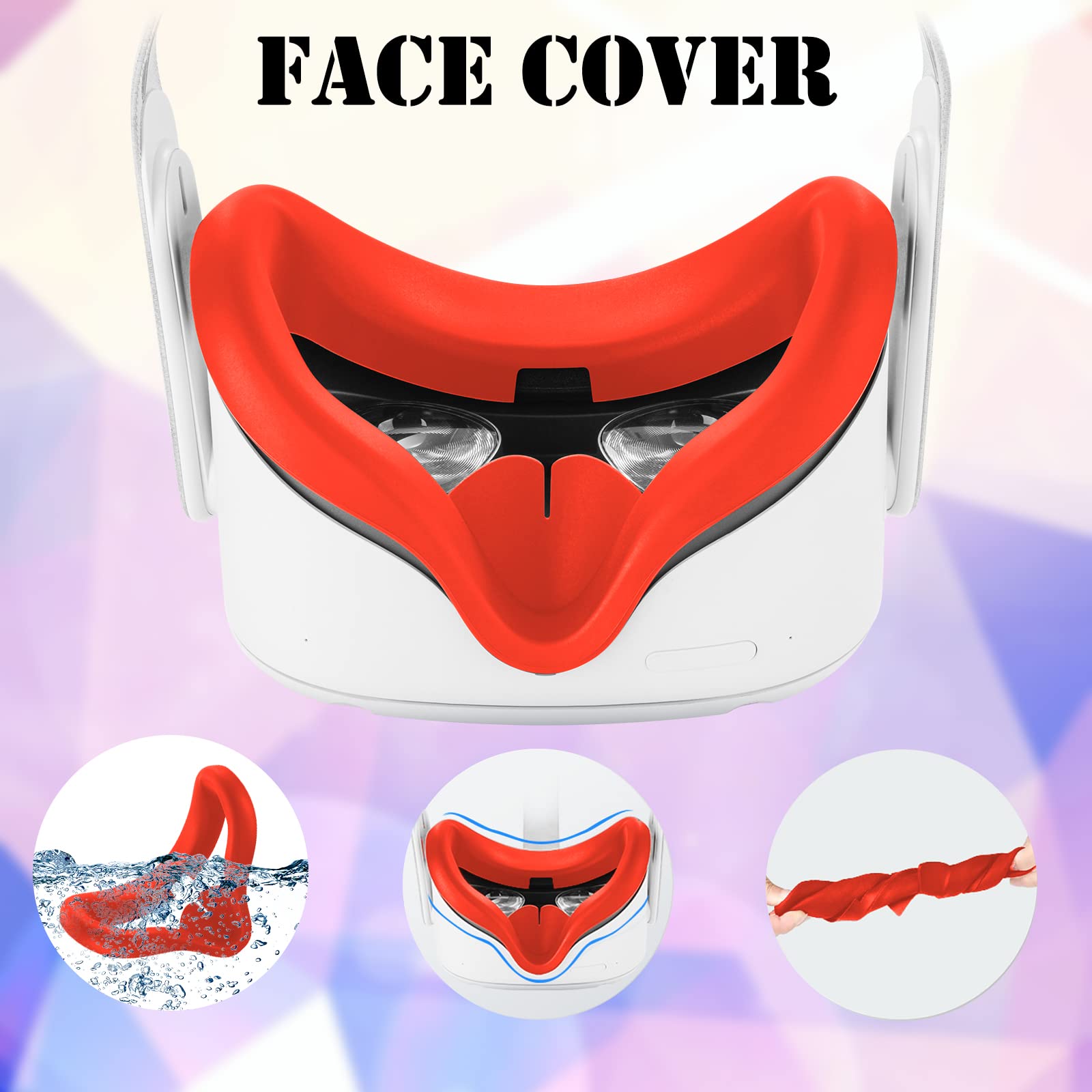 Accessories Compatible with Oculus Quest 2 Silicone Touch Controller Grip Cover, Face Cover, Headset Shell Cover, Protective Lens Case, Disposable Eye Sleeves