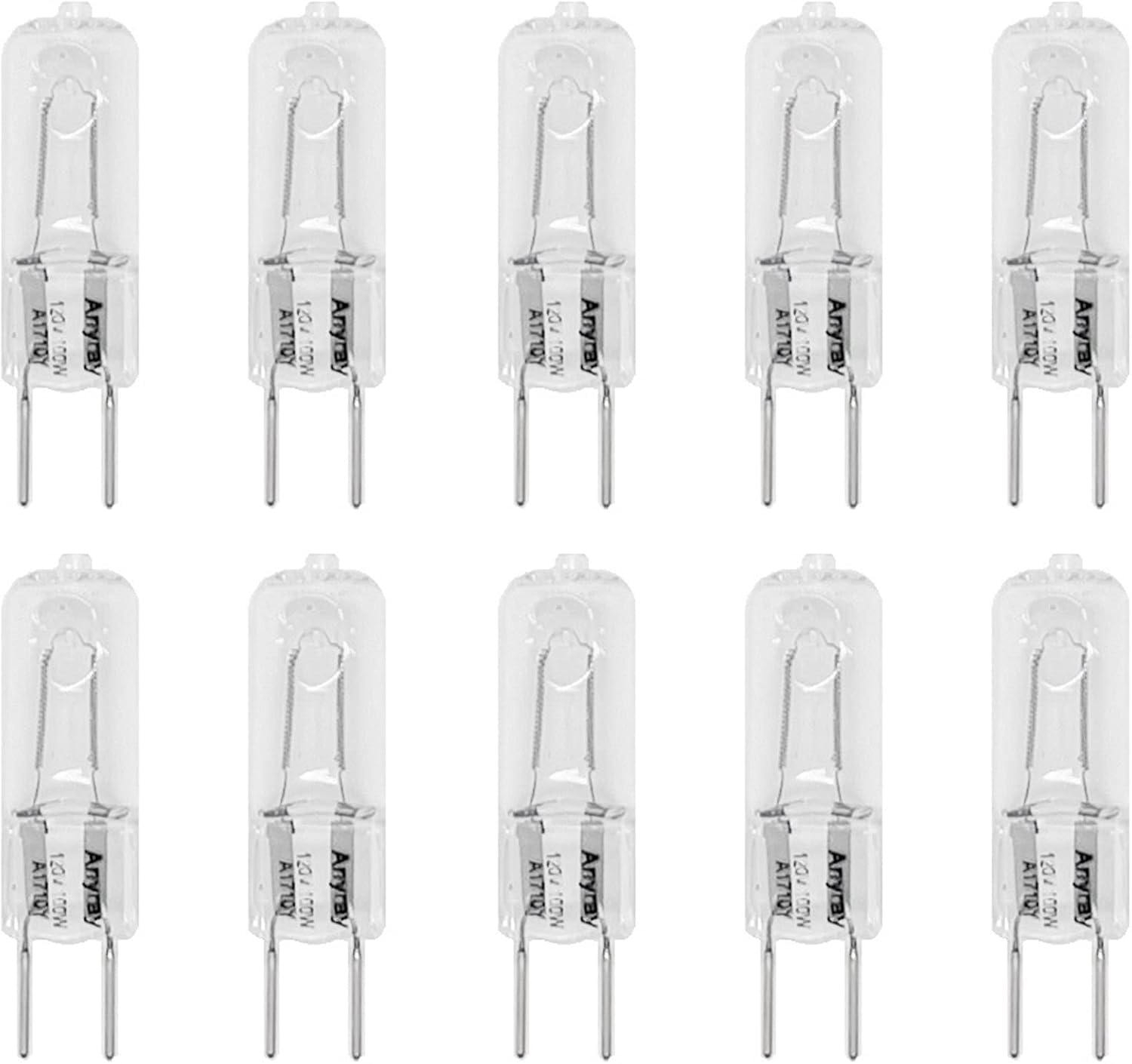 Anyray (10)-Pack 100W G8 100-Watt 130V T4 JCD Bi-Pin GY8.6 T4 Halogen Light Bulb