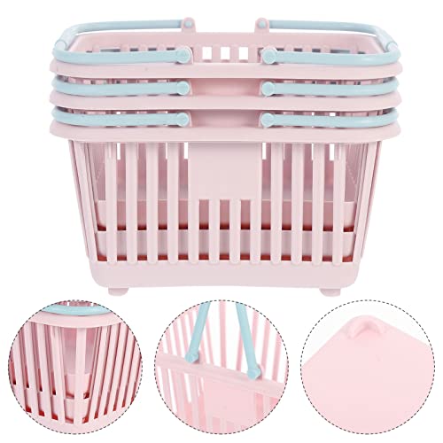 Gadpiparty 3pcs Basket Sundries Play Tote: Plastic Office Container Mini Toiletry Dividers Useful Shopping Handle Portable Drawer Favors Kids Makeup Caddy Serving Bins Desk Classroom