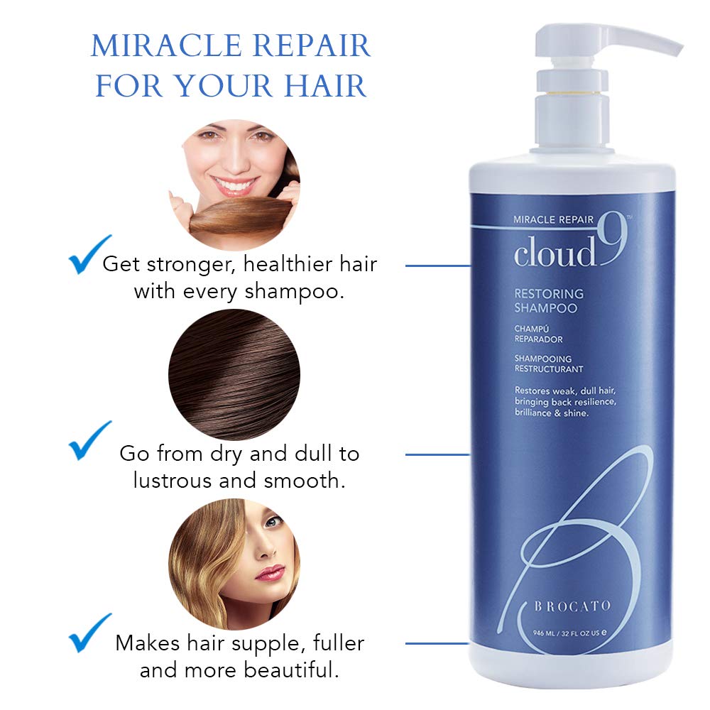 Brocato Cloud 9 Restoring Shampoo by Beautopia Hair: Miracle Repair Moisturizing & Revitalizing Shampoo - 32 oz
