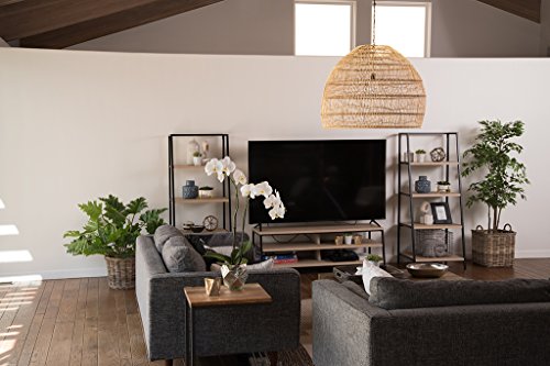 KOUBOO 1050101 Open Weave Cane Rib Bell Hanging Ceiling Lamp, One Size, Wheat