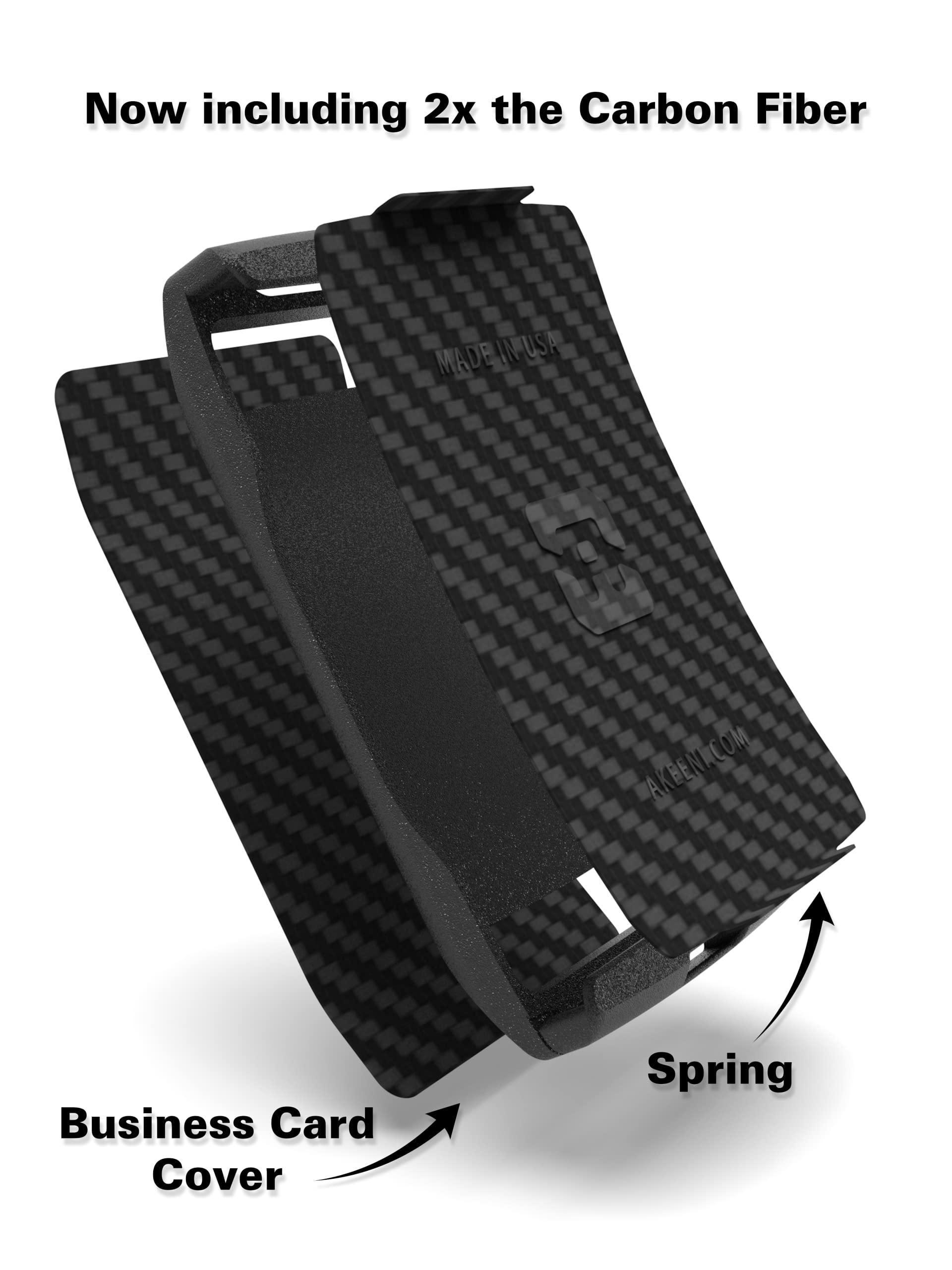 AKEENI XSTO Wallet Carbon Fiber Bundle - Metal Minimalist Full Function, US Made for Men and Women, Aluminum and Carbon Fiber with RFID Blocking (10 Card, Jet Black)