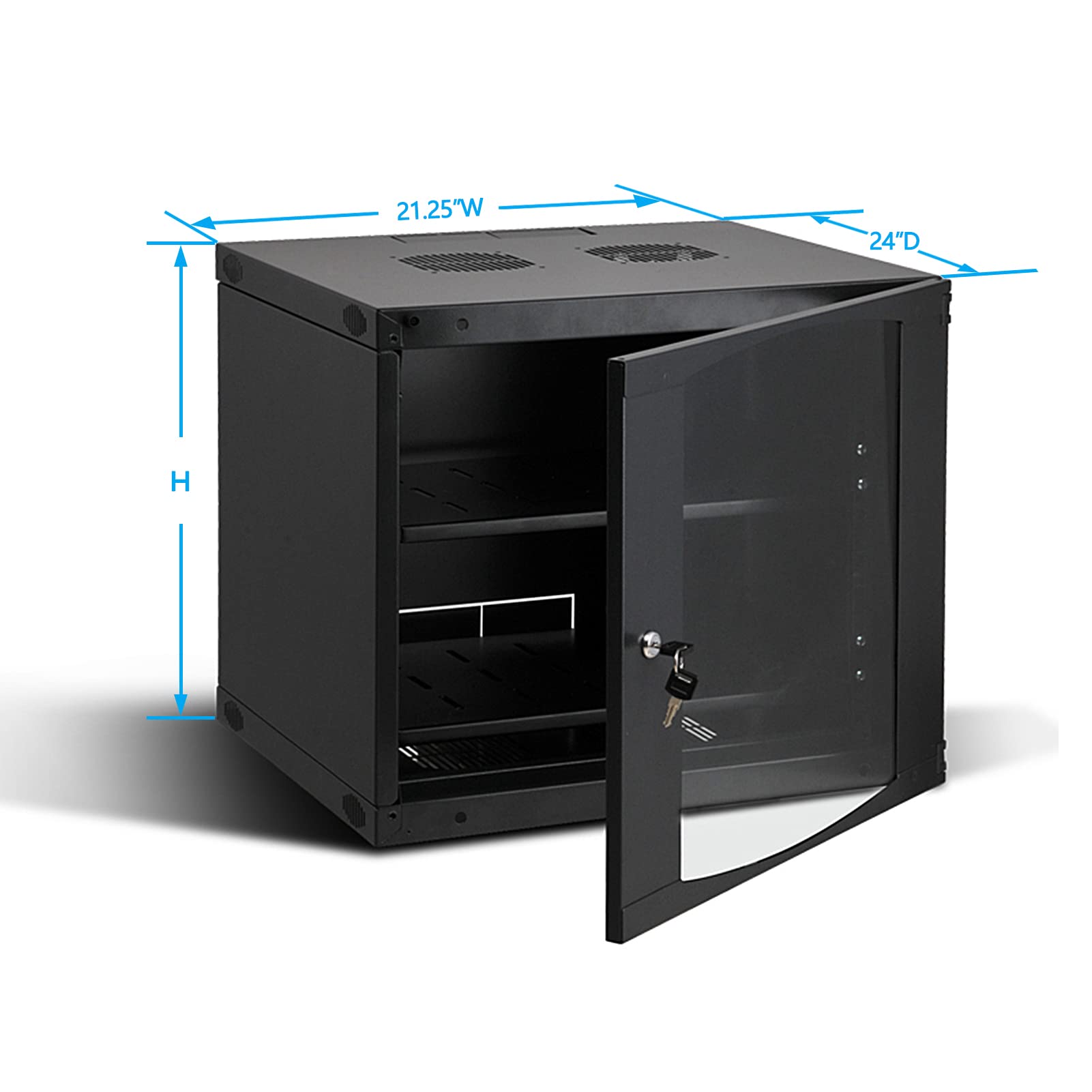 RAISING ELECTRONICS 22U Wall Mount Network WiFi Server Cabinet Rack Enclosure Ventilated Door Lock 22.75inch Depth
