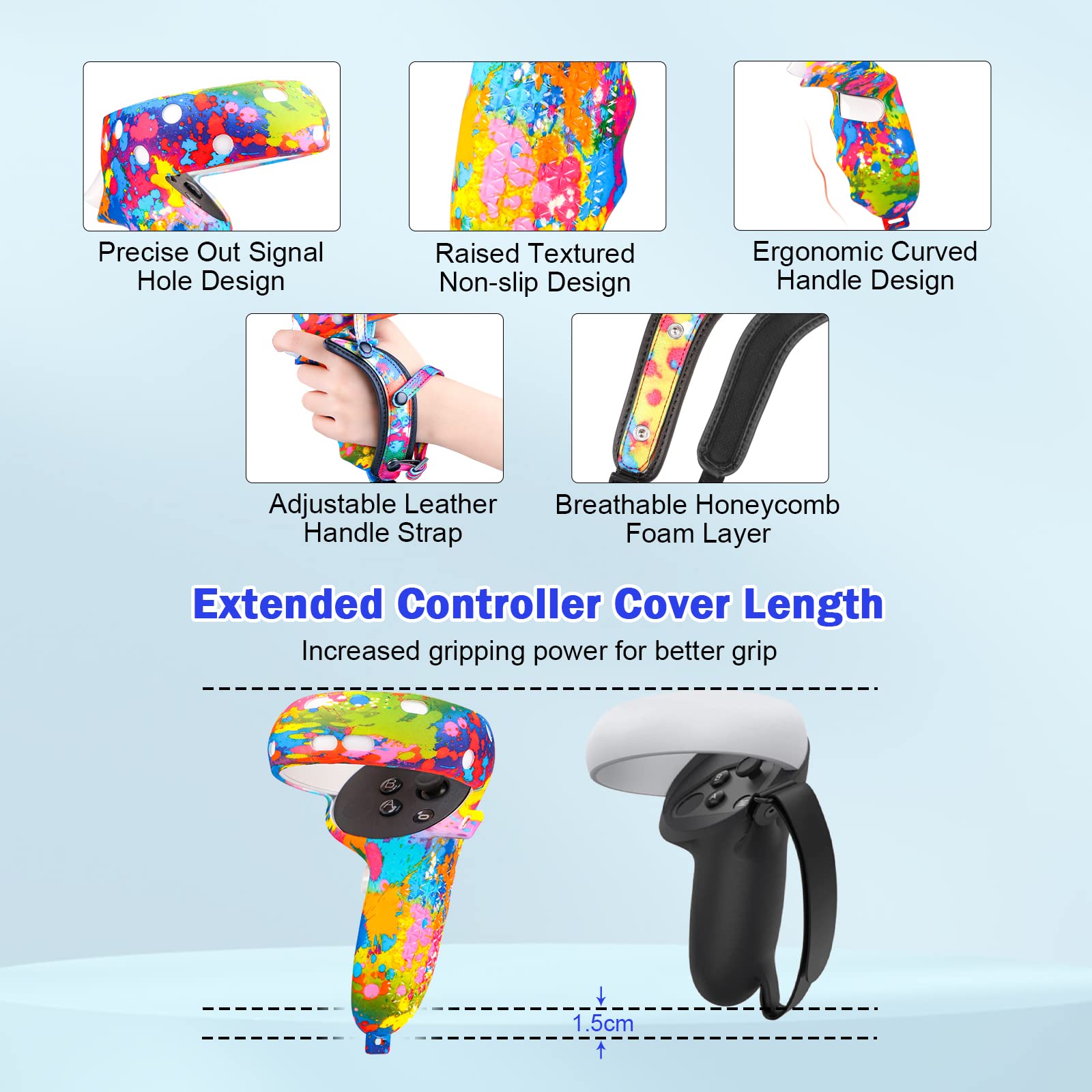 Accessories for Oculus Quest 2, YIZEIJOB Protective Silicone Cover Skin Set for Meta Quest 2 -Colorful