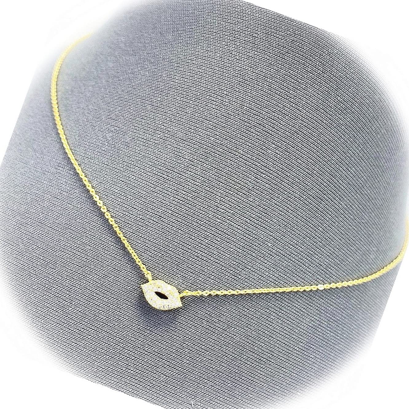 Accessory Gold Color Dipped Cubic Zirconia CZ Deco Mini Lips Shape Pendant Dainty Necklace Pendant Charm Set for Women ALI-4776Heid