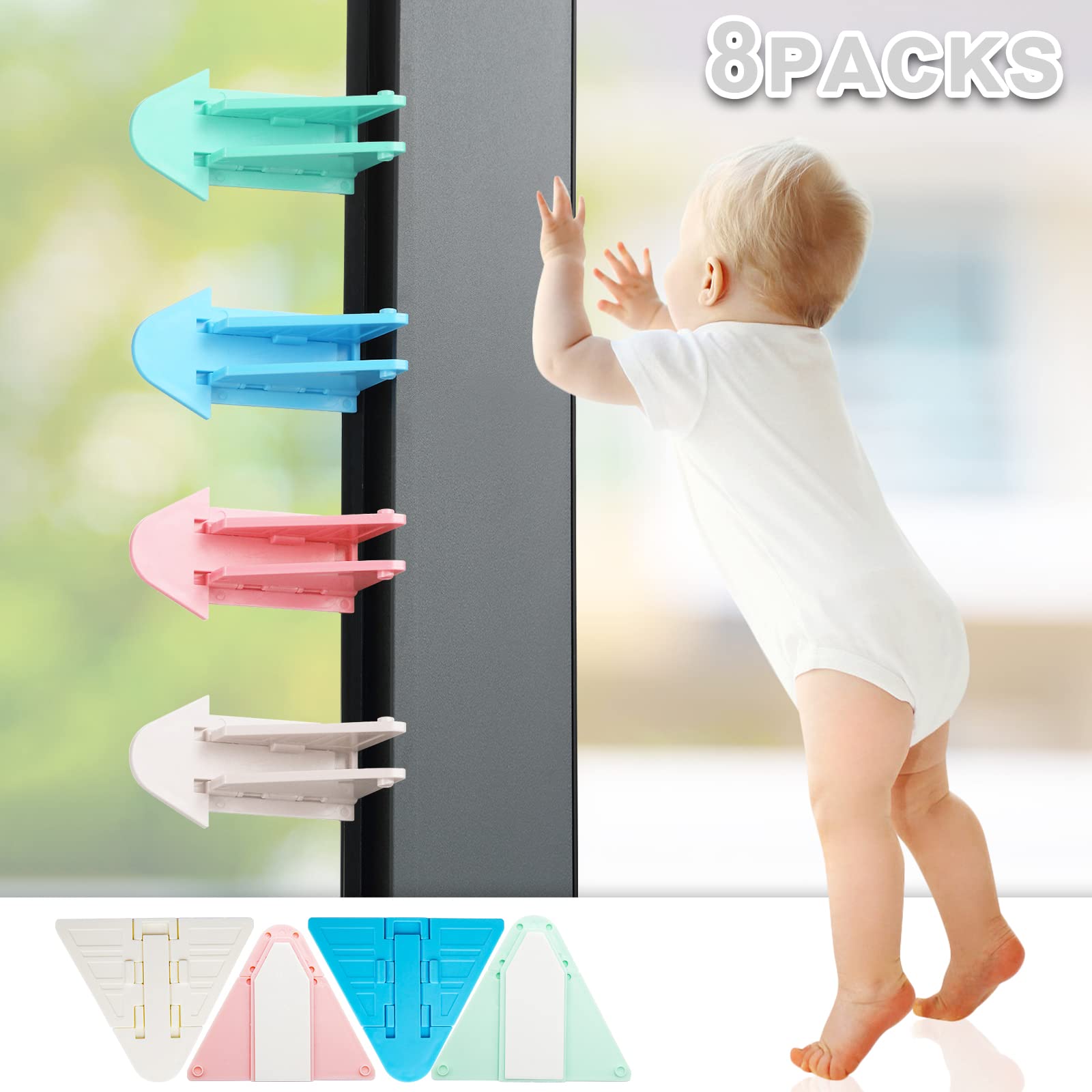 8 Packs Window Locks Security,Sliding Door Child Lock, Window Stoppers for Vertical & Horizontal Sliding Windows, Window Locks Child Proof Patio Closet Doors No Drilling Tools Needed
