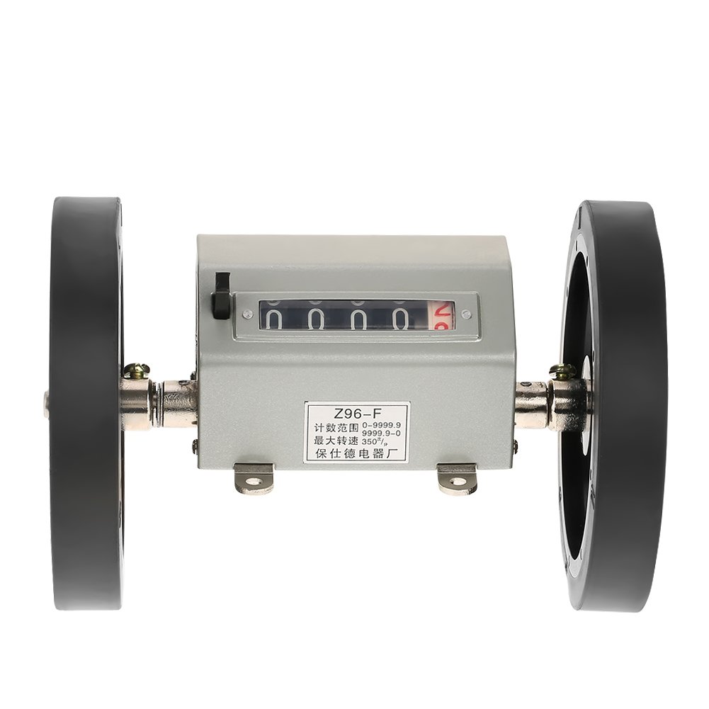 Length Counter, 1 Pack 5 Digits 0-9999.9 Mechanical Length Counter Max Speed 350RPM Grey Reset with Rolling Wheel for Record of Weaving, Plastic Film, Leather, etc