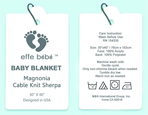 effe bebe Magnolia Cable Knit and Sherpa Baby Blanket 30"x40"(Petal Pink)
