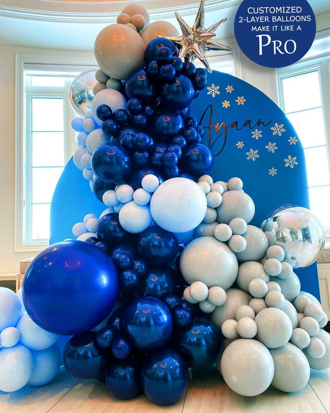 Kozee Chrome Blue Double-Stuffed Balloons different sizes 52 PACK 18+10+5 inch Metallic Navy Blue balloon Garland kit For 2023Graduation Wedding Birthday baby shower anniversary decorations