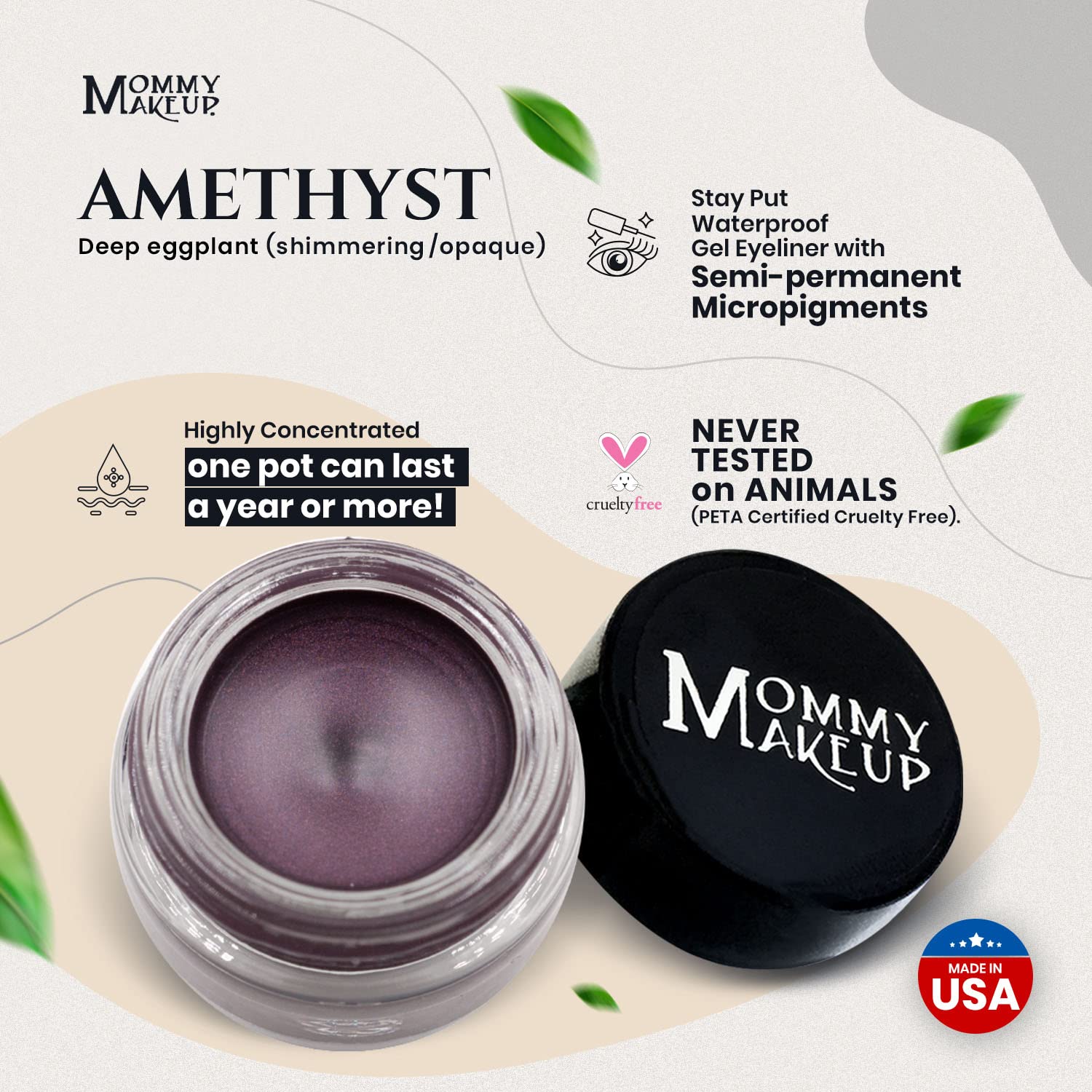Mommy Makeup Waterproof Stay Put Gel Eyeliner Pot with Semi Permanent Micropigments - Long Lasting, Highly Pigmented Eye Liner, 0.14 oz (Blue Angel)
