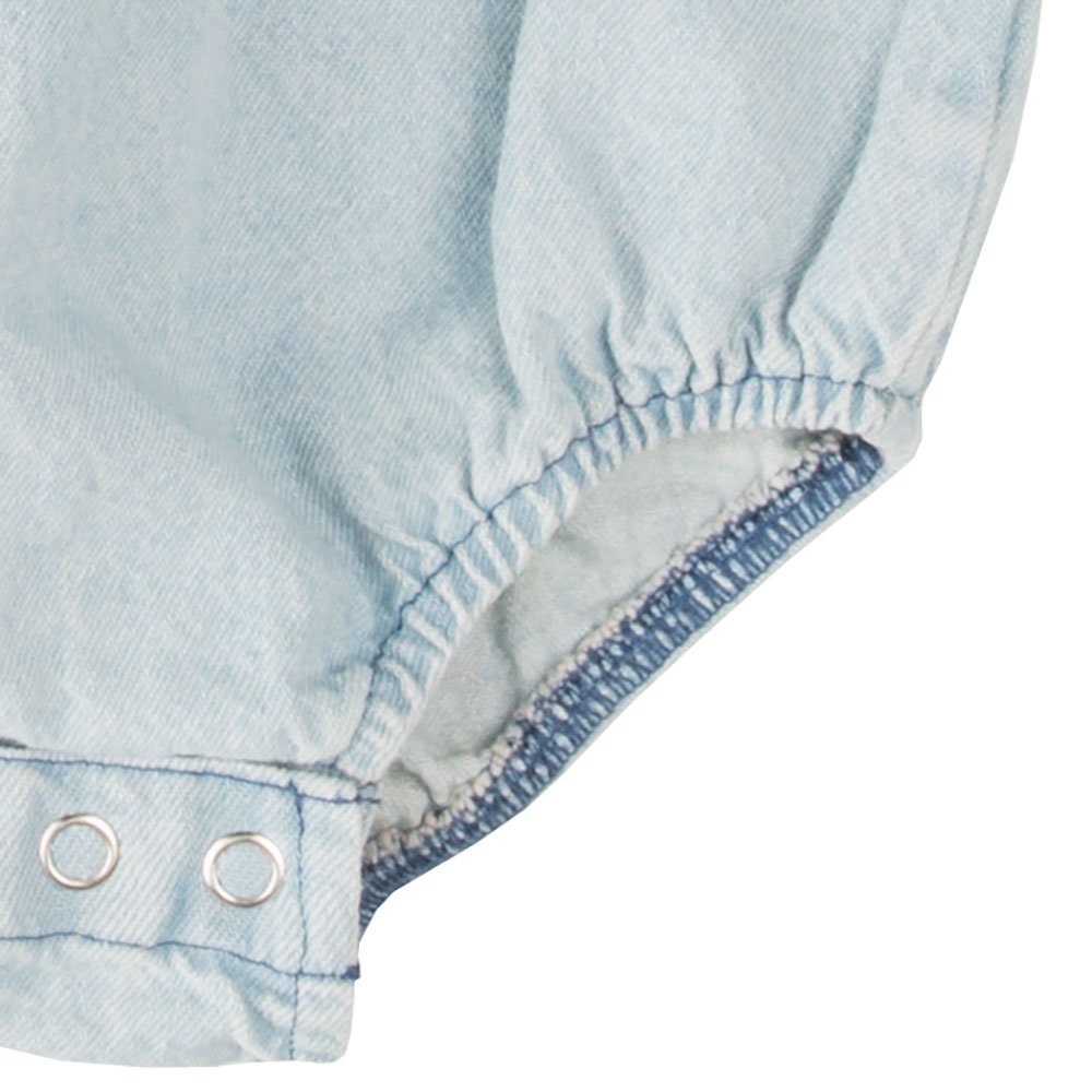 Wrangler Baby Boys Western Long Sleeve Denim Bodysuit, Faded Blue, 12 Months