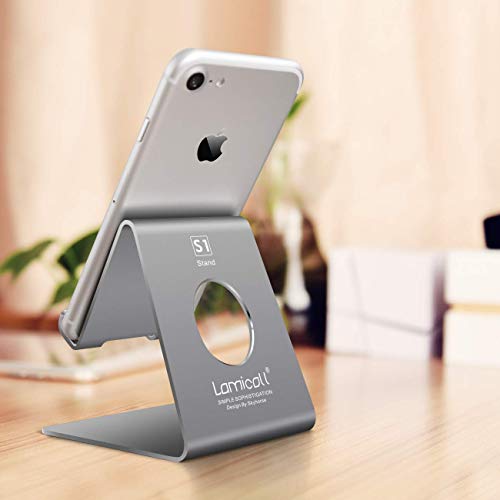 Lamicall Cell Phone Stand, Phone Dock : Cradle, Holder, Stand, Compatible with Phone 12 Mini 11 Pro Xs Xs Max Xr X 8 7 6 6s Plus 5 5s 5c All Android Smartphone Charging, Accessories Desk - Gray