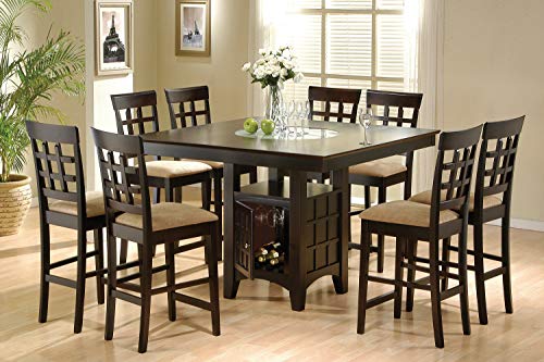 Coaster Gabriel Counter Height Dining Table with Storage Pedestal Base Cappuccino