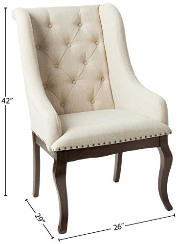 Coaster Home Furnishings Brockway Glen Cove Arm Chairs with Button Tufting and Nailhead Trim Antique Java and Cream (Set of 2)