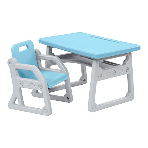 ECR4Kids Toddler Plus Desk and Chair, Kids Furniture, Cyan/Light Grey