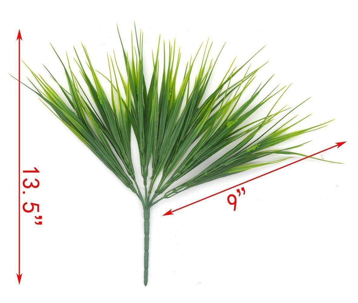 Bird Fiy Artificial Greenery Plastic Wheat Grass Fake Leaves Shrubs Greenery Bushes Indoor Outside Home Garden Office Verandah Wedding Decor / 4Pcs