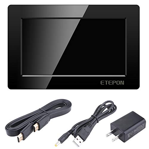ETEPON 7 Inch HD LCD Screen for Raspberry Pi 1024 X 600 HDMI Monitor with Ultra-Slim Shell for Raspberry Pi 3 2 Model B+ 3B 2B B+ A+ EP007 (7 Inch Raspberry Pi Screen),Black,kit2