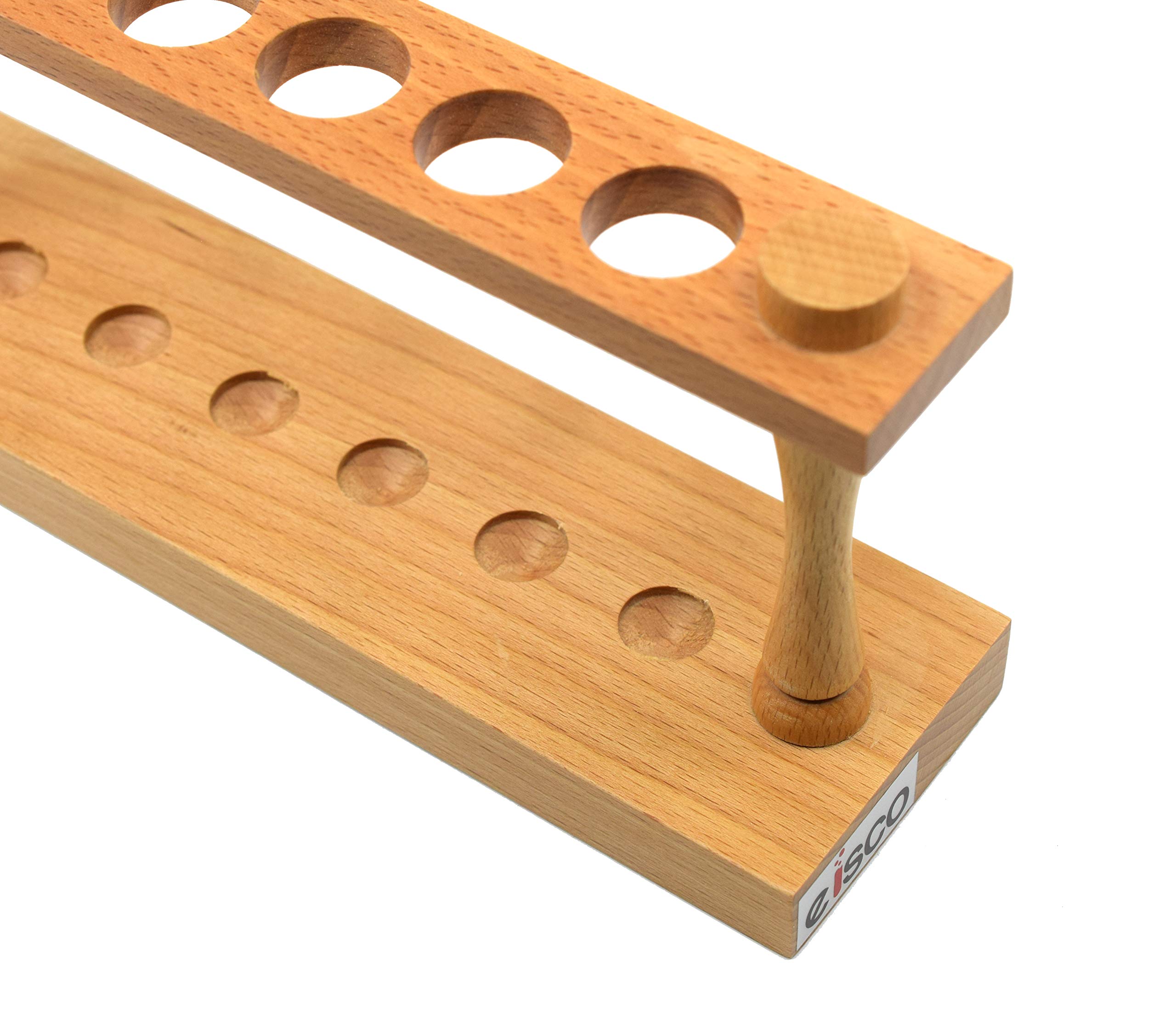 EISCO Wooden Test Tube Rack - Accommodates 6 Tubes, up to 22mm - 9.75" Wide - Premium Polished Wood Construction