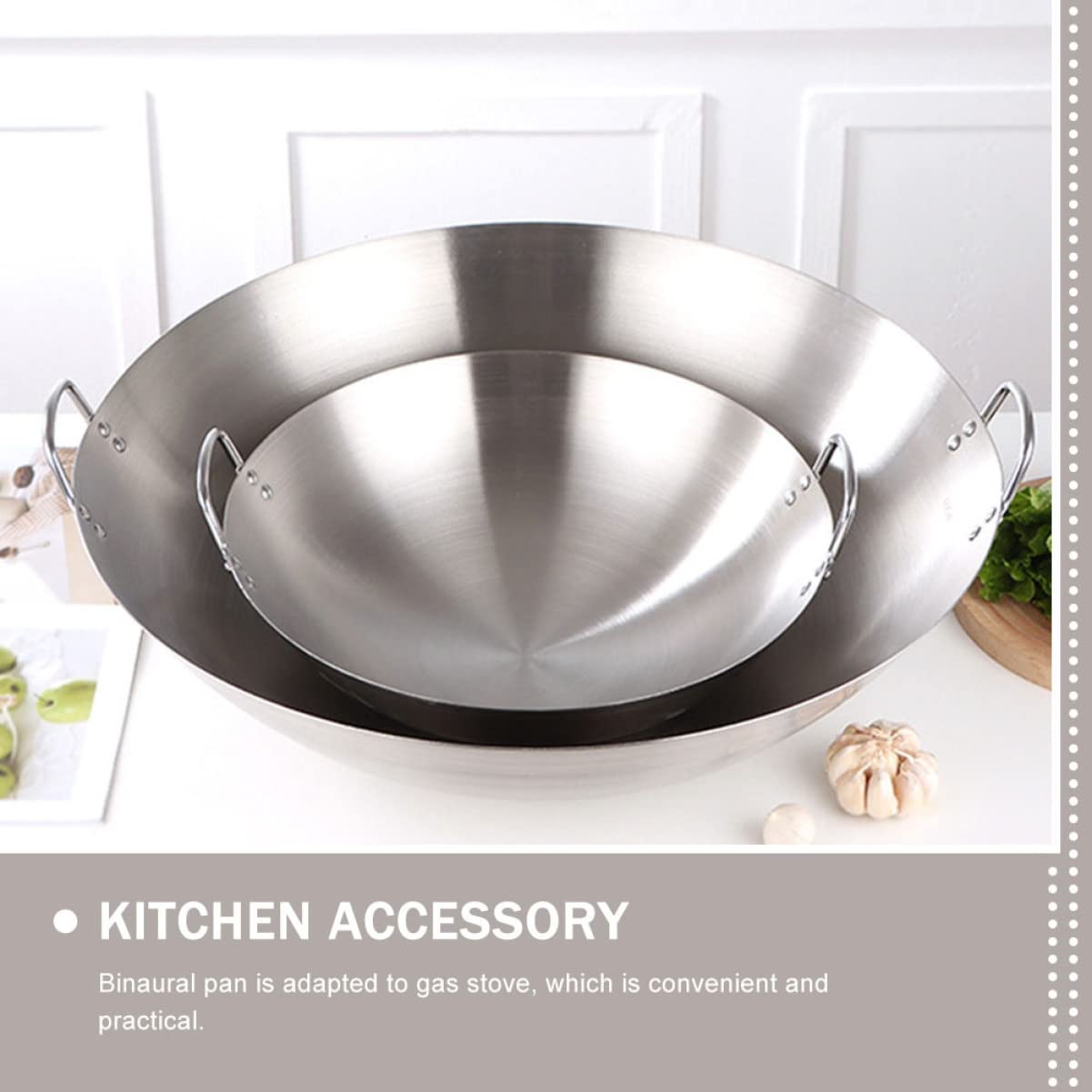 Alipis Camping Cooking Pot Stainless Steel Wok Round Bottom Outdoor Pot Woks Stir-fry Pans