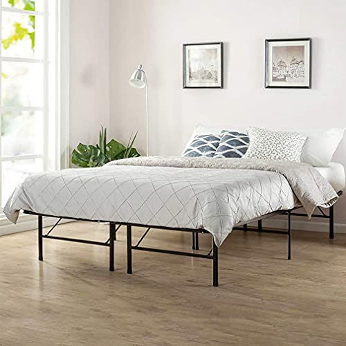 BIQWBIC Folding King Bed Frame, 14 Inch Metal Platform Bed Frame King Size Mattress Foundation, No Box Spring Needed King Size Bed Frame with Storage, Steel Slat Noise-Free, 5 Minute Assembly, Black