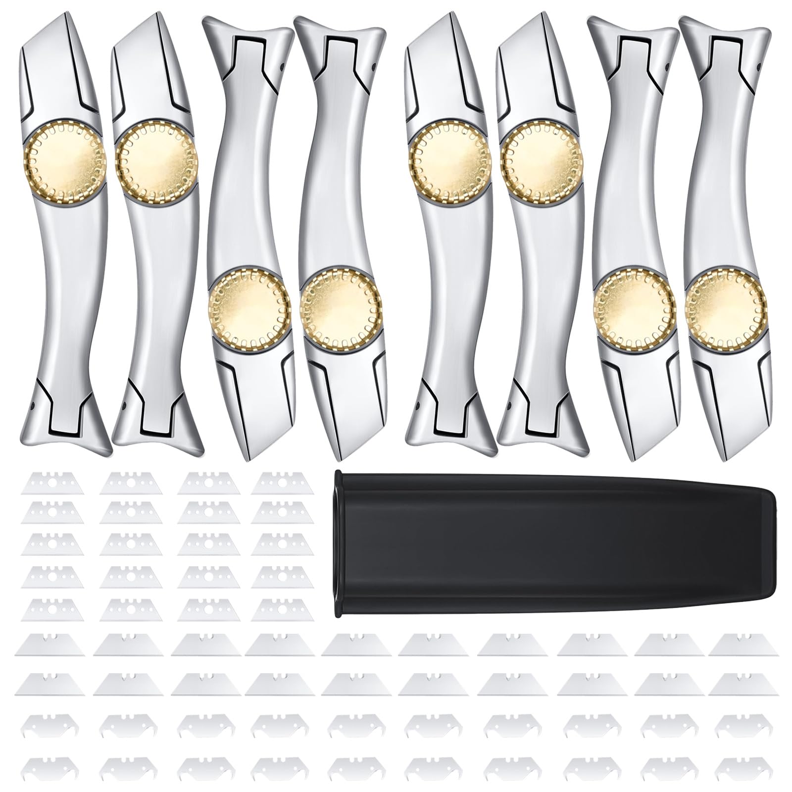 8 Pcs Heavy Duty Shark Knife Carpet Knife with 60 Pcs Replacement Knife Blades Roofing Tools Utility Knives Dolphin Knife Blade Cutter for Indoor Outdoor