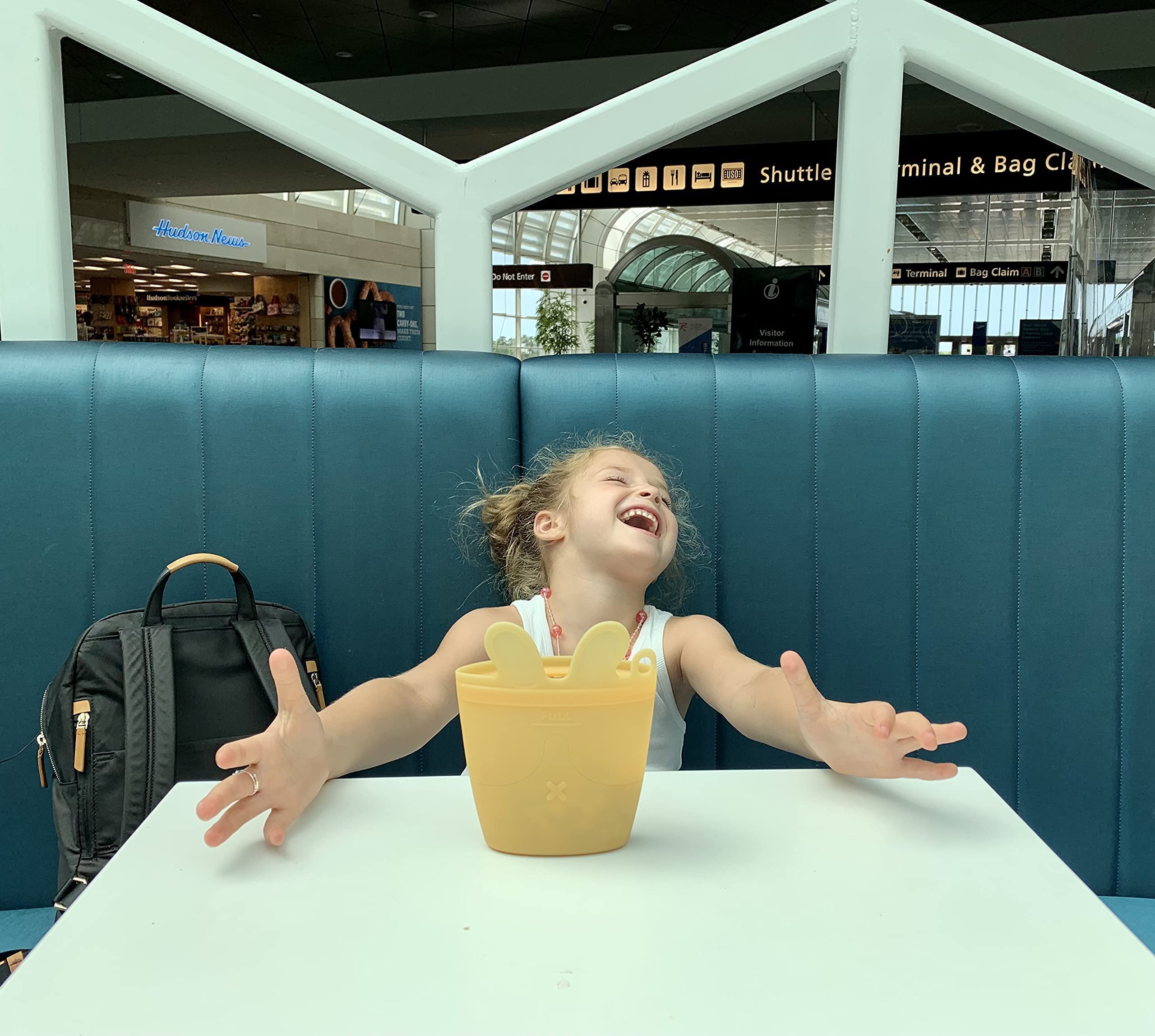 Amalka + Albert Reusable Snack Bag Set for Kids. Food Grade Silicone Container with Strong Seal that is Eco-Friendly and Non-Toxic. Great for Travel or School. (Yellow and Green Set)