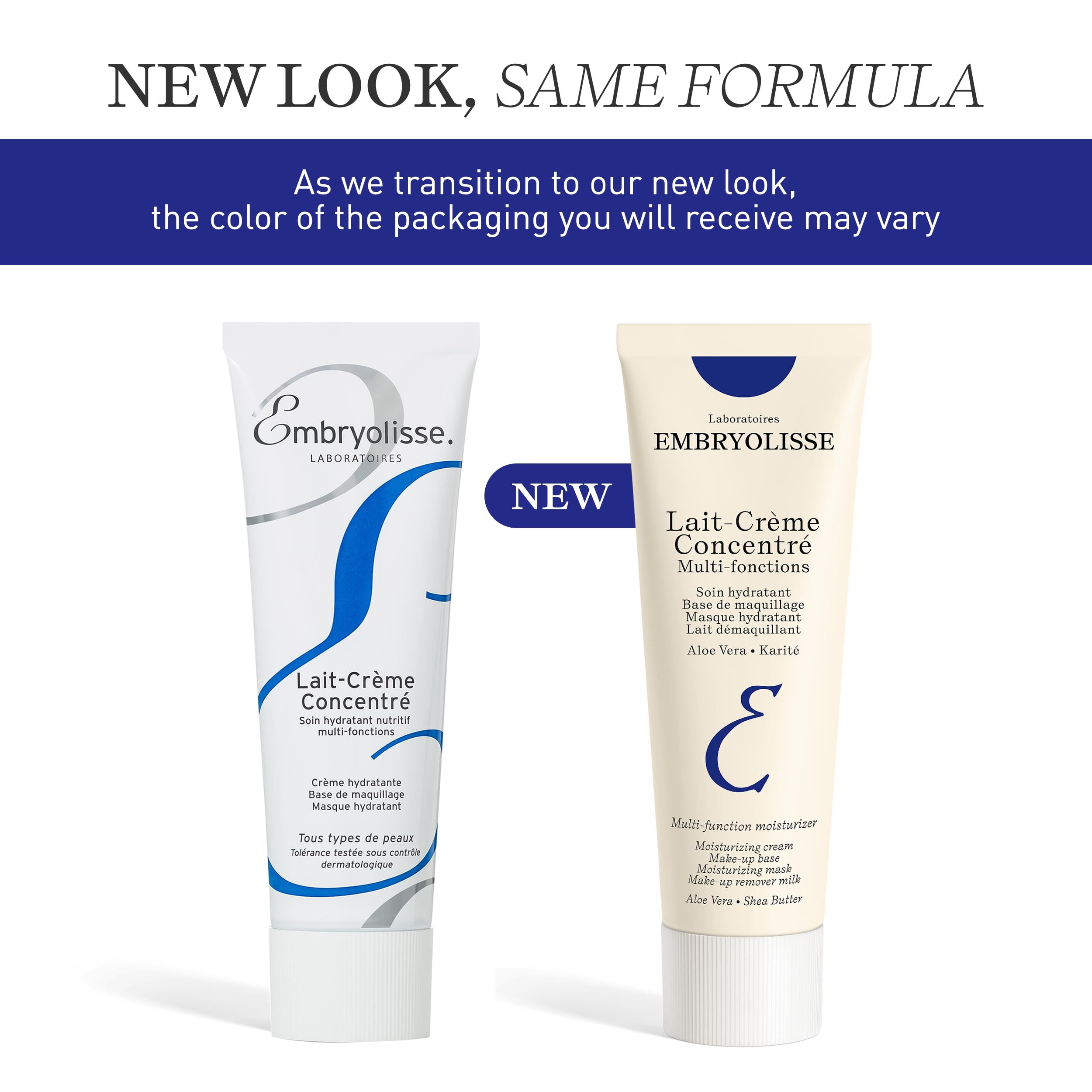 Embryolisse Lait-Crème Concentré, Multifunction Daily Moisturizer, Primer, and Makeup Remover, Suitable for All Skin Types. French Face Cream With Shea Butter & Aloe Vera, 2.54 Fl Oz