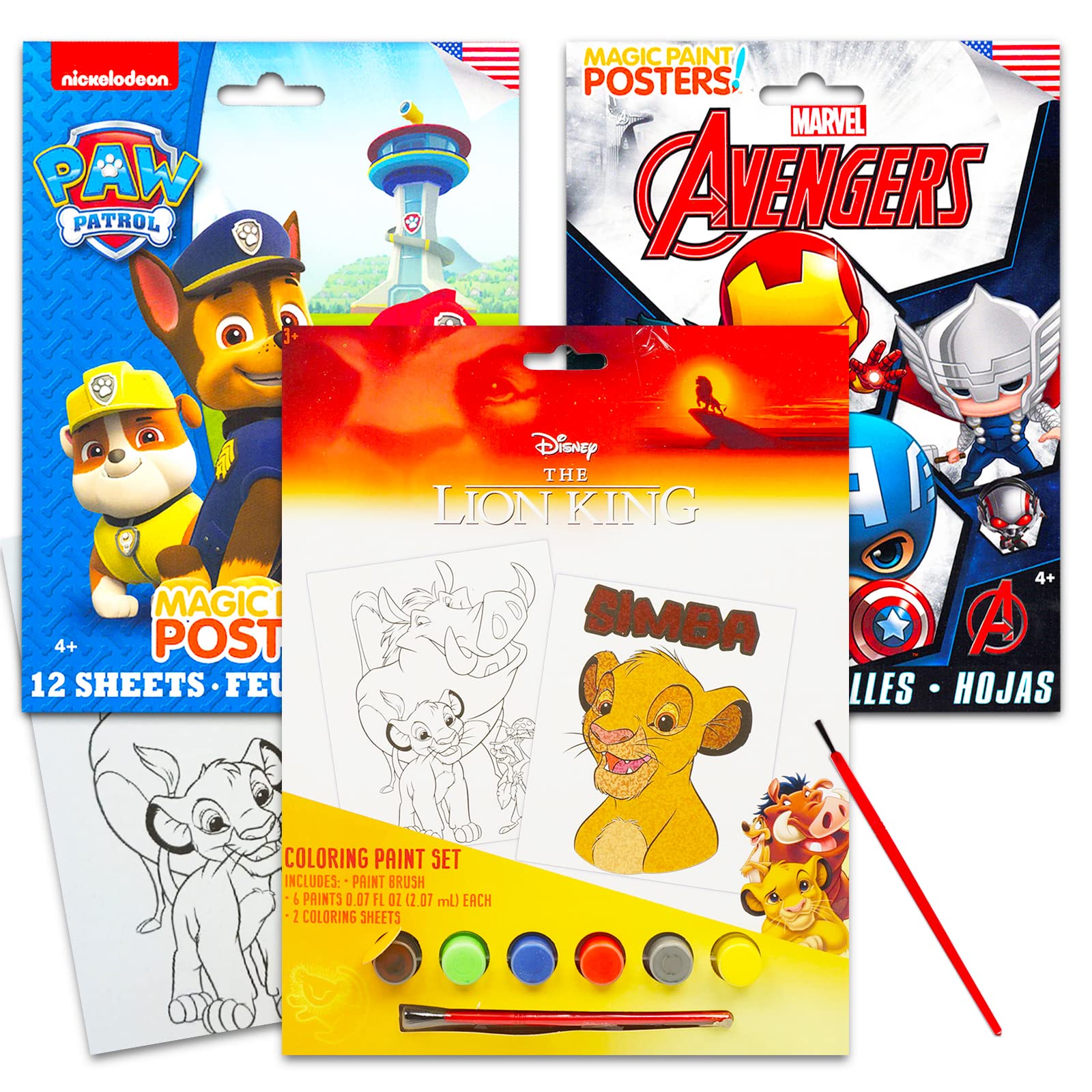 Classic Disney Lion King Arts and Crafts Paint Set for Kids -- Activity Bundle with Coloring Kit, Paw Patrol Avengers Posters | Party Favors Supplies, Lion King art activities