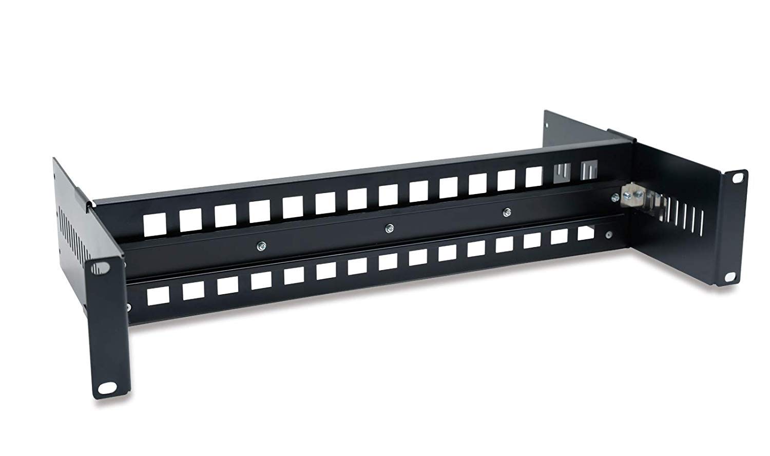 Naweisz 19 Inches Rack Mount Adjustable DIN-Rail Bracket 2U Height Used for Media Converter, Ethernet Switch, Industrial PoE Switch,Power Supplies Server Racks and Cabinet (Black)