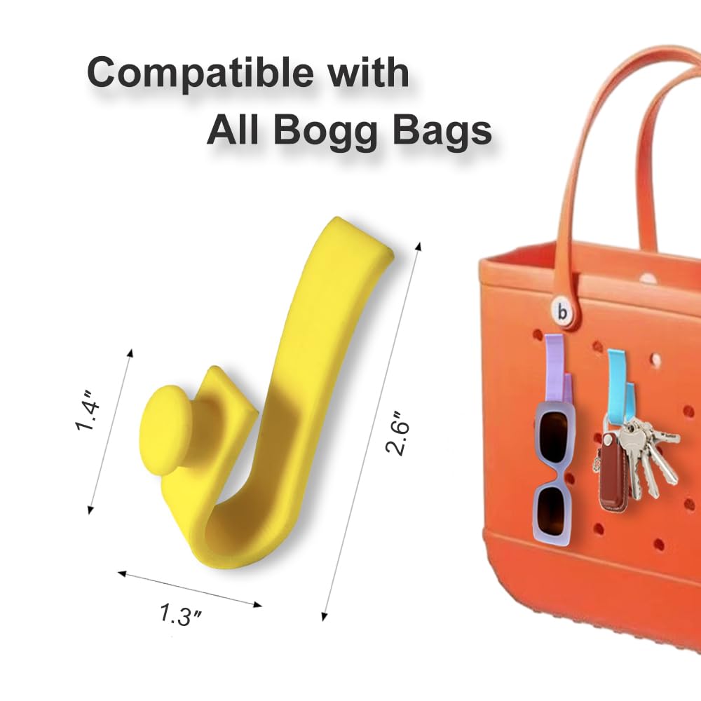 Sactulaz Hooks for Bogg Bags, Cup Holder Key Holder Sunglasses Holder Compatible with Tote Bag and Bogg Bag (Yellow)