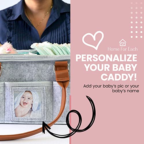 HOME FOR EACH - Portable Diaper Caddy Storage Bag with Roll Lid and Removable Dividers, Caddy Organizer for Nursery, Changing Table, Car and More, Travel-Friendly Baby Caddy for Infant Essentials