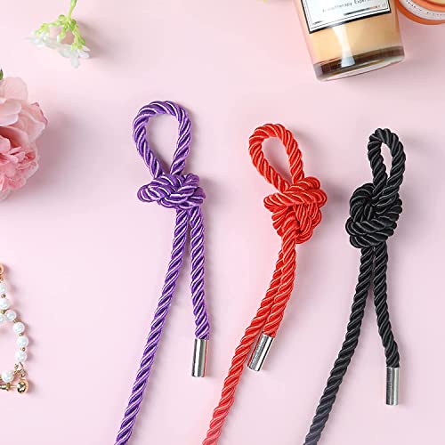 BAVIHOR Silk Rope Soft Rope, Skin Friendly Durable Long Rope, 32 Feet 8 mm Multipurpose Long Satin Braided Twisted Rope (3 Black)