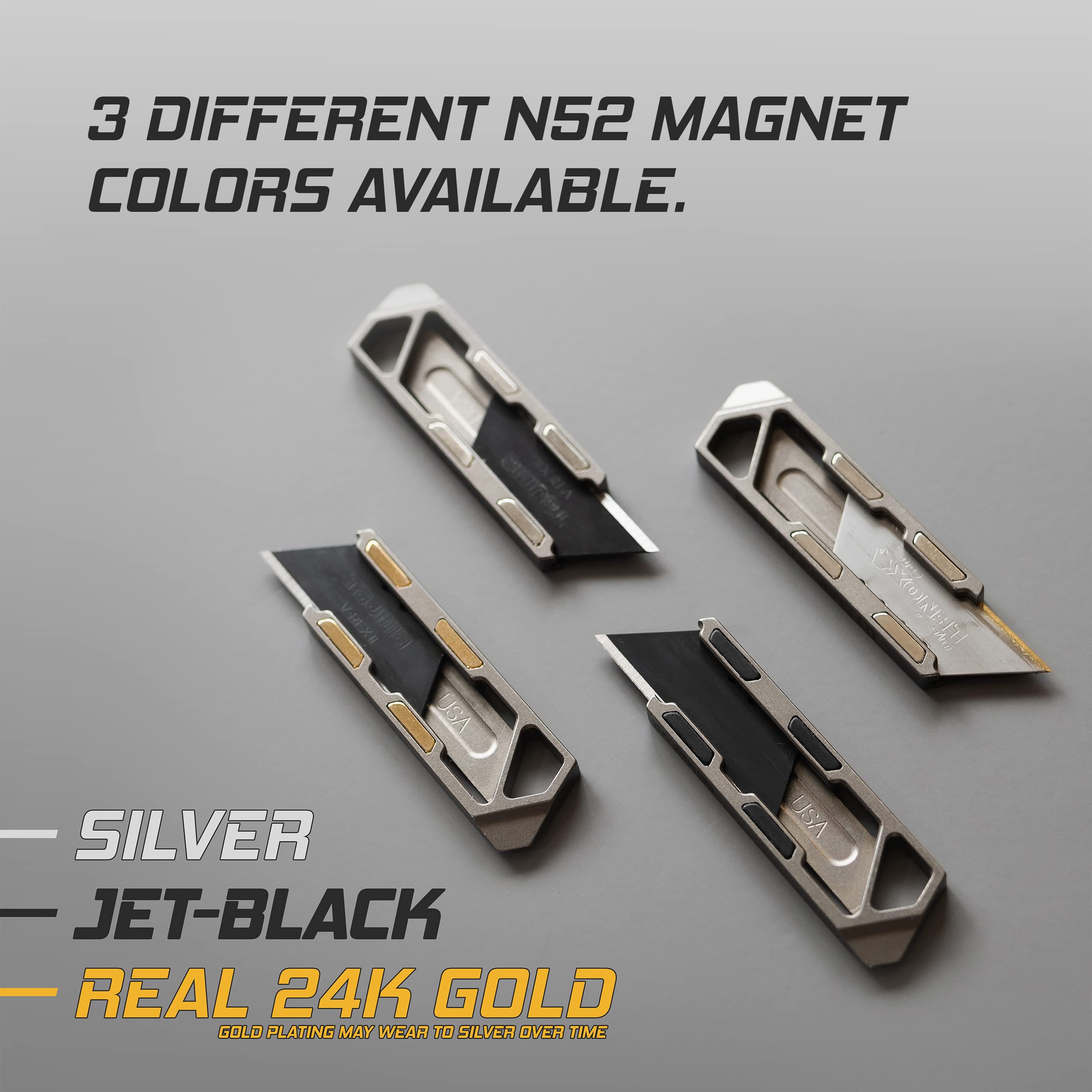 Exceed Designs TIRANT RAZOR-M 3.0 Magnetic Slide (Stonewashed) 6Al-4V Titanium Utility Knife & Pry Bar, EDC Knife, Box Cutter, MADE IN USA (Jet-Black Magnets/NO Clip)