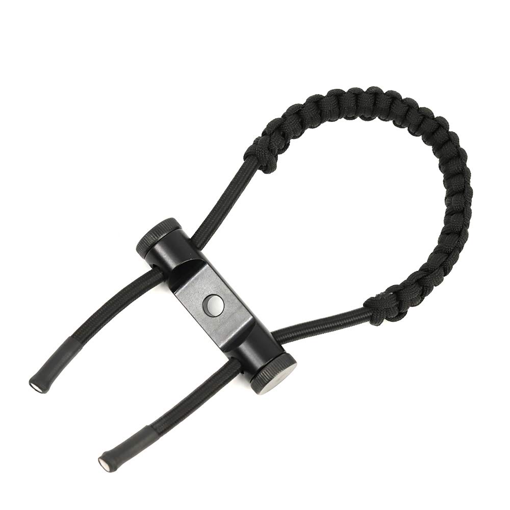 ACCMOS Compound Bow Sling Archery Wrist Sling Adjustable Multifunction Braided Parachute Cord Strap for Hunting Shooting Black