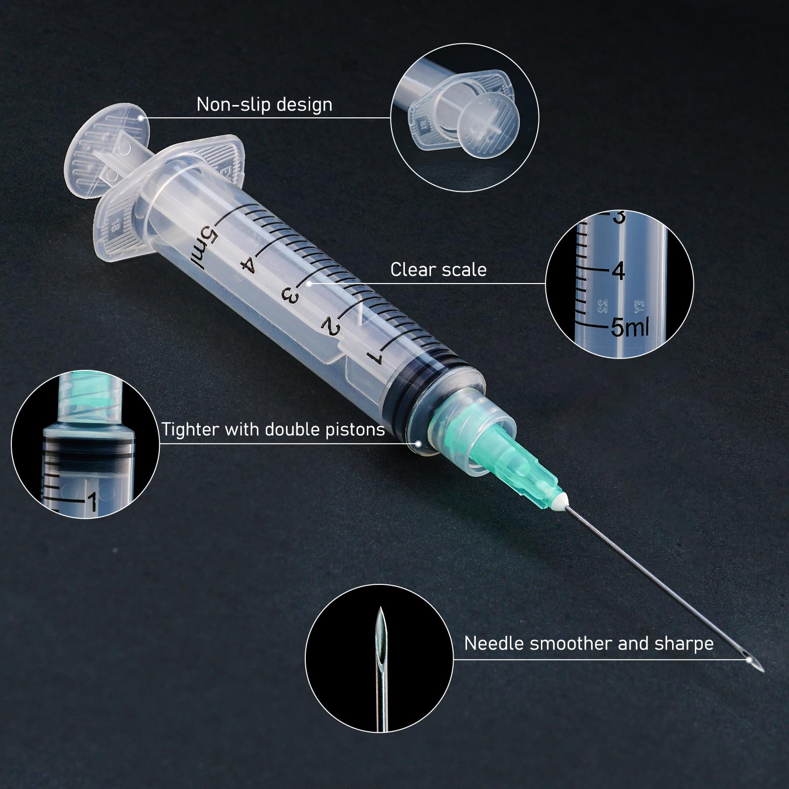 5ml Syringe with 21Ga 1.5" Lab Tools,Individually Packaged(20-Pack)
