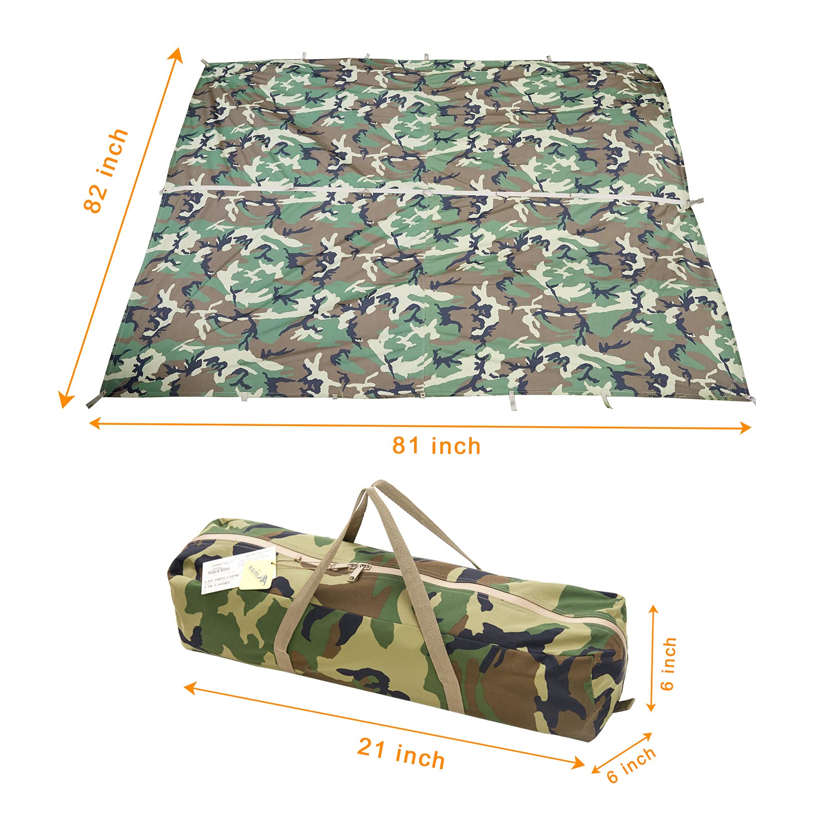 AKmax Military Army Camping Tarp Waterproof Hammock Rain Fly Tent Tarps with Poles for Backpacking, Camping, Hiking, Multicam Camo