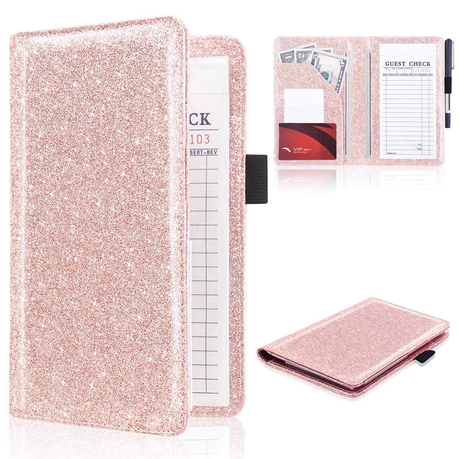 ACdream Server Books for Waitress, Guest Book Note Pad, Cute Pocket Leather Money Organizer Wallet, Cash Check Bill Receipt Holder Presenter, Waiter Accessories Fit Server Apron