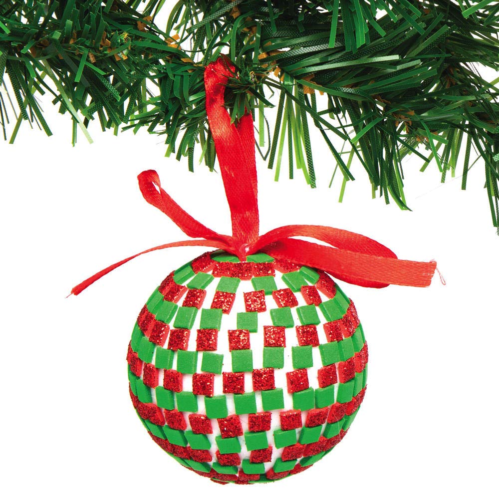 Baker Ross AX529 Mosaic Christmas Ornament Kits - Pack of 4, Christmas Tree Decorations for Kids Arts and Crafts Activities