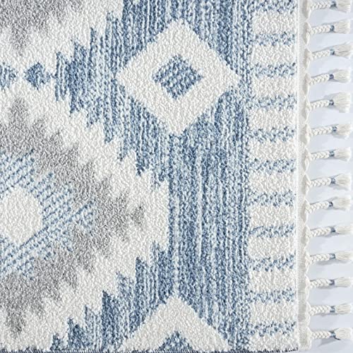 LUXE WEAVERS Ibiza Collection Blue Moroccan Geometric Area Rug 2x7