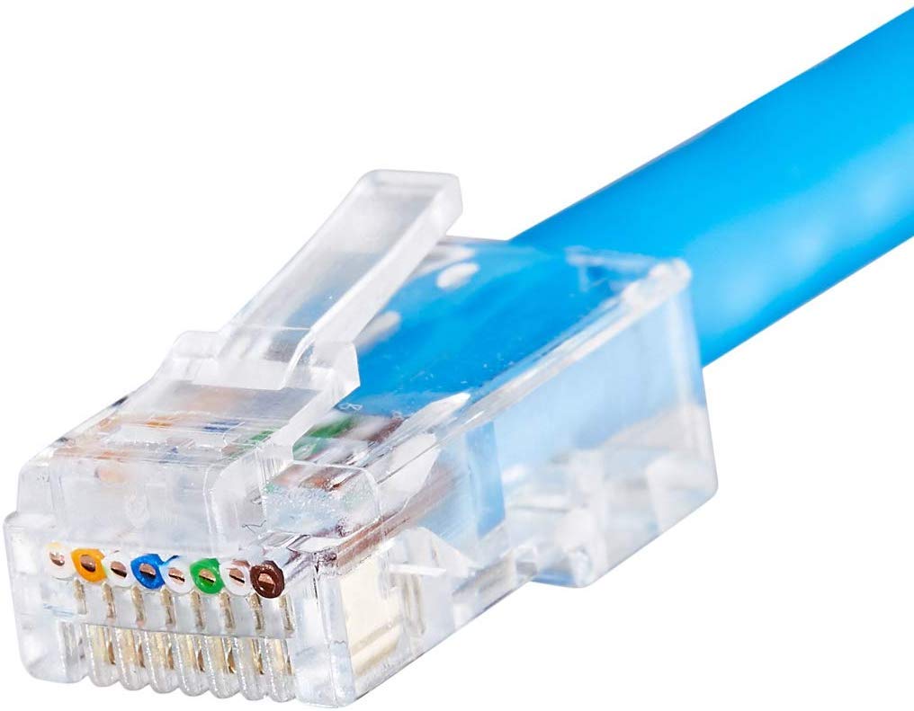 Quilence CAT6 Connectors RJ45 Pass Through Connectors 50pcs 3 Prong Ethernet Gold Plated Network Ends Plug Cable Connectors for 24AWG CAT6 CAT5E Cable