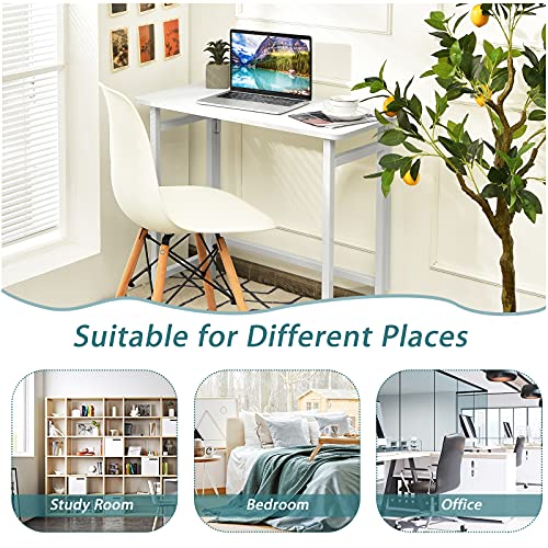 Tangkula White Folding Desk, Compact Computer Desk Modern Home Office Laptop PC Workstation Compact Study Writing Reading Table for Small Space (White)