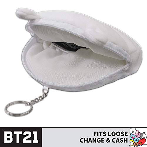 Concept One BT21 LINE FRIENDS Small Coin Purse Wallet with Keychain, RJ, One Size