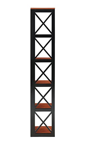 Convenience Concepts Oxford 5 Tier Corner Bookcase, Cherry / Black