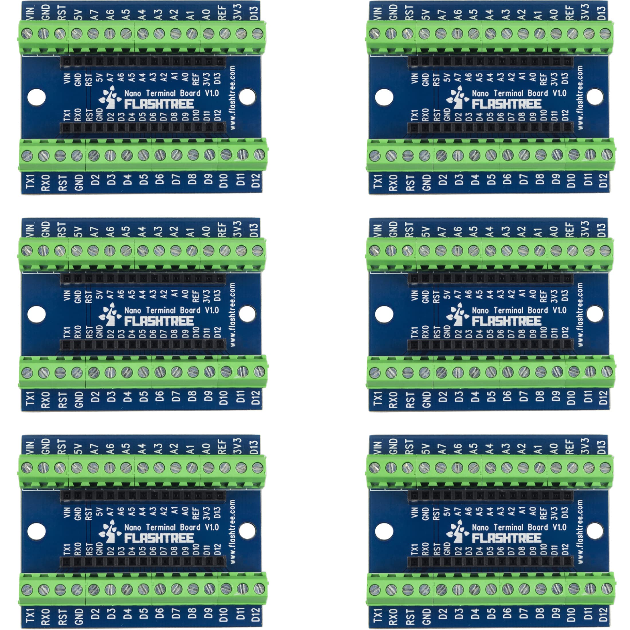 6pcs for Nano Breakout Board Screw Terminal Adapter Shield Expansion Board Compatible for Arduino Nano V3.0 AVR ATMEGA328P