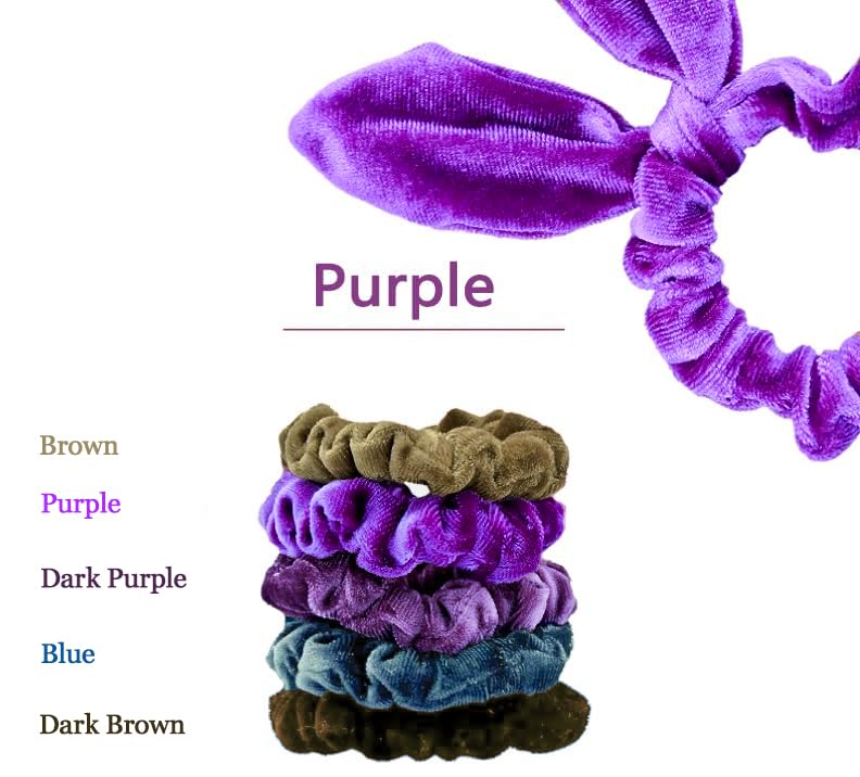 Simnice 25 Pack Hair Scrunchies Rabbit Bunny Ear Bow Bowknot Scrunchies Velvet Scrunchy Bobbles Elastic Hair Ties Bands Ponytail Holder