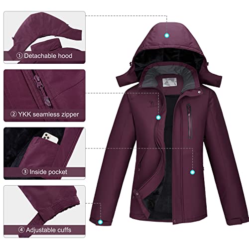 CAMEL CROWN Women's Warm Winter Ski Jackets Waterproof Snow Coat with Hood Mountain Windproof Rain Jacket