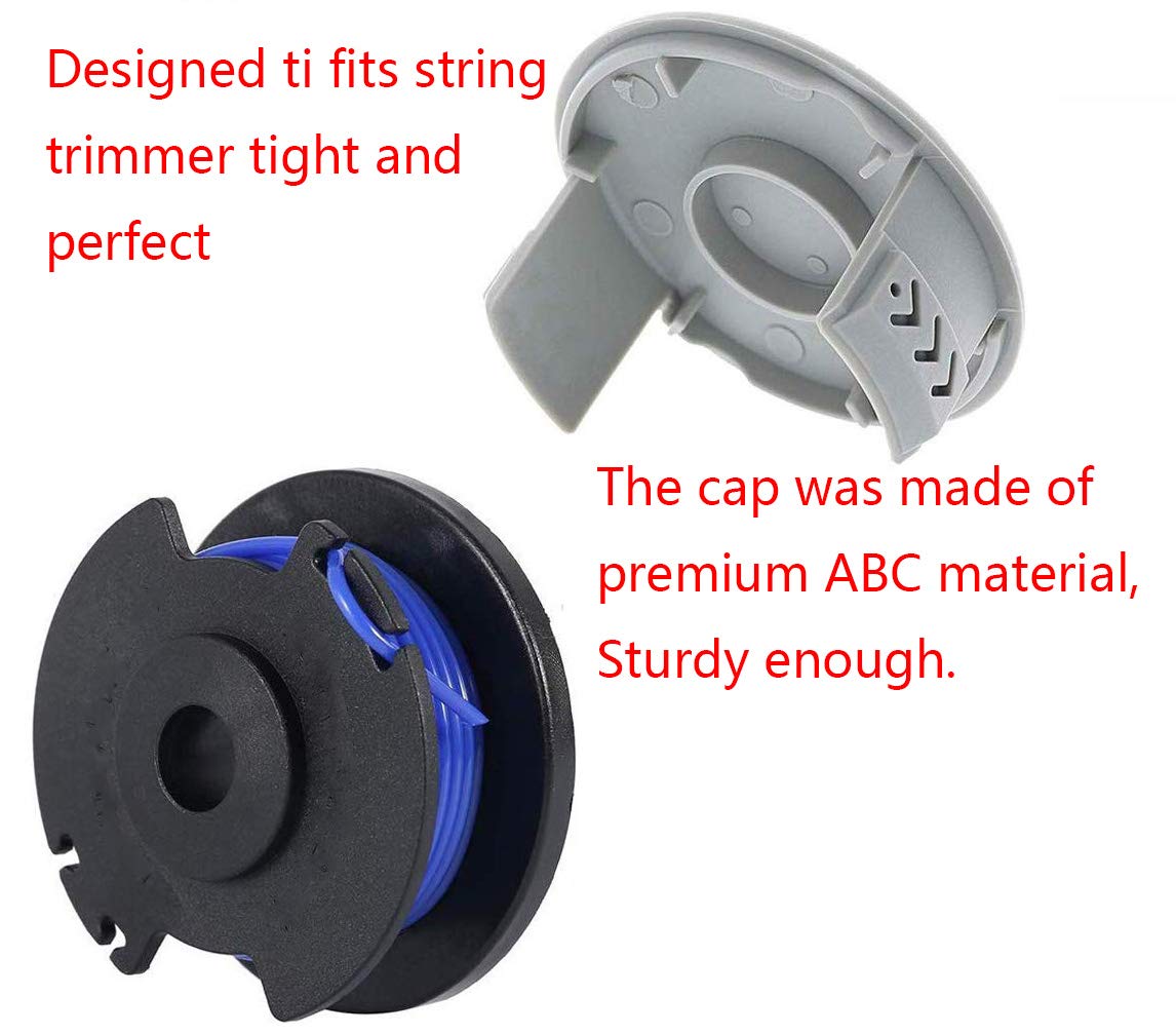 AC14RL3A String Trimmer for Ryobi 18V 24V 40V Replacement Spool Line 0.065”,Weed Eater String Autofeed 522994001 Cap, Cordless Trimmer Line 11ft, 10 Spools + 2 Caps