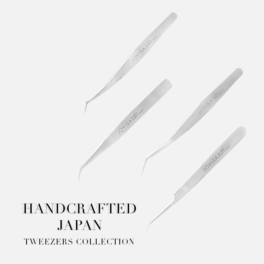 JOVISA T-6Ds Tweezer Made In Japan Eyelash Extension Tweezers for Mega Volume And 3D 6D Mink Eyelash, SUS 304 Stainless Steel Straight Angled Tip False Eyelash Extension Supplies