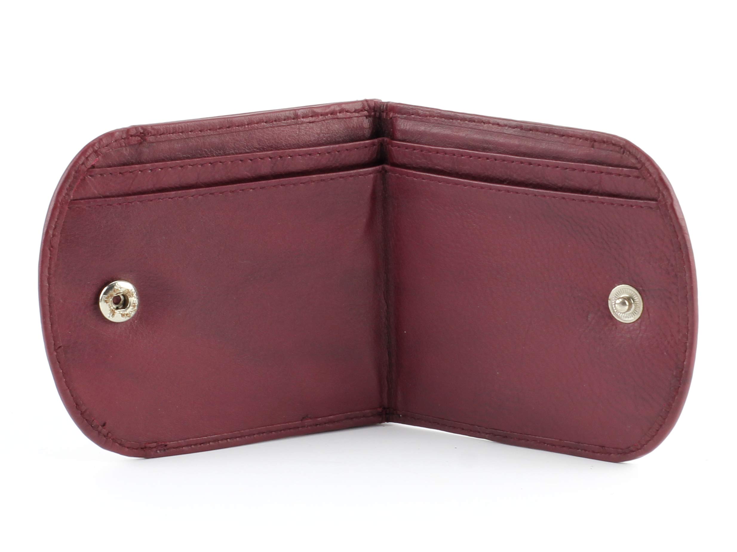 Bacci Leather Impressions Taxi Wallet - Soft Leather, Compact & Snap Pocket on Front, Folding Wallet, Small ID Cards & Coins Holder, Pouch for Men & Women, Coin Case ( Leather, Red)