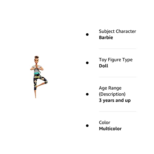 Barbie Made to Move Dolls with 22 Joints and Yoga Clothes, Floral, Blue